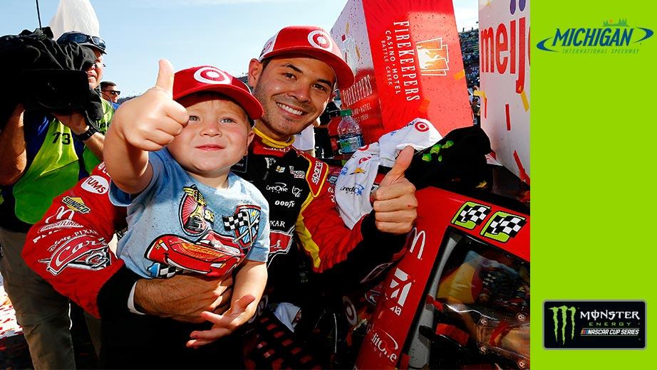 Larson celebrates Father's Day win with son Owen | Official Site Of NASCAR