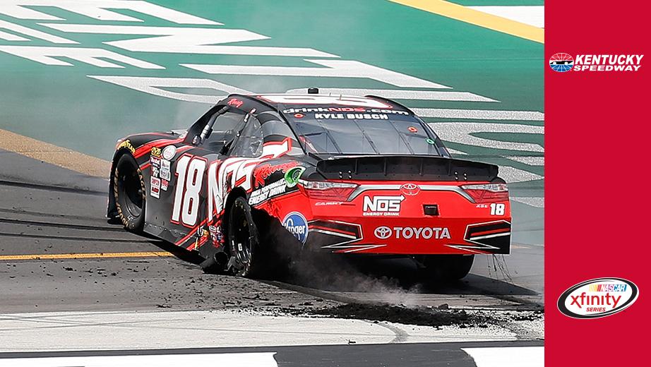 Burn 'em down! Watch as Kyle Busch blows a tire celebrating - Official ...