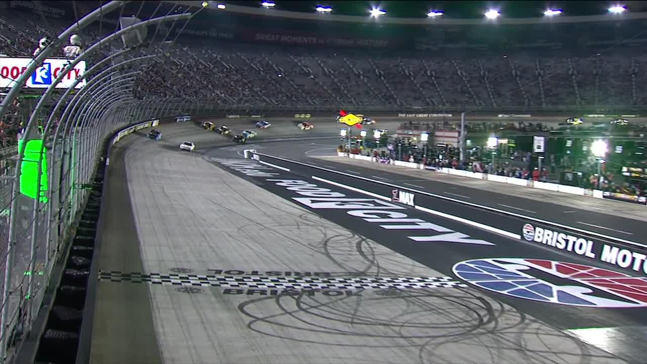 Jeb Burton's No. 24 catches fire after contact with Brendan Gaughan ...