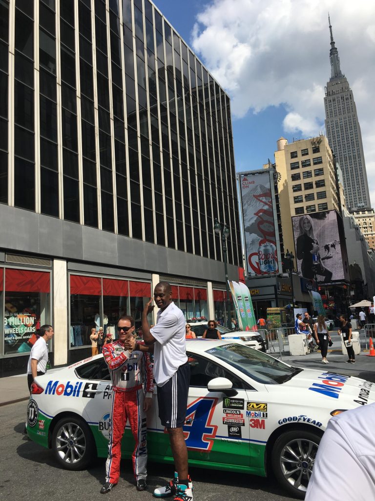 Fans take 'drive' with Kevin Harvick, Dikembe Mutombo in New York
