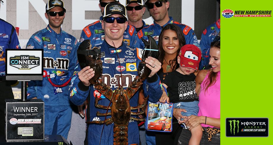 Kyle Busch pets lobster trophy at New Hampshire | NASCAR.com