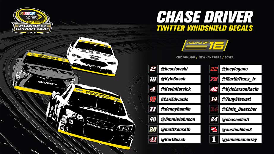 Twitter handles to replace driver names on windshields during Chase ...