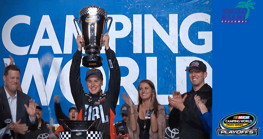 Christopher Bell hoists Truck championship trophy in Miami | NASCAR.com