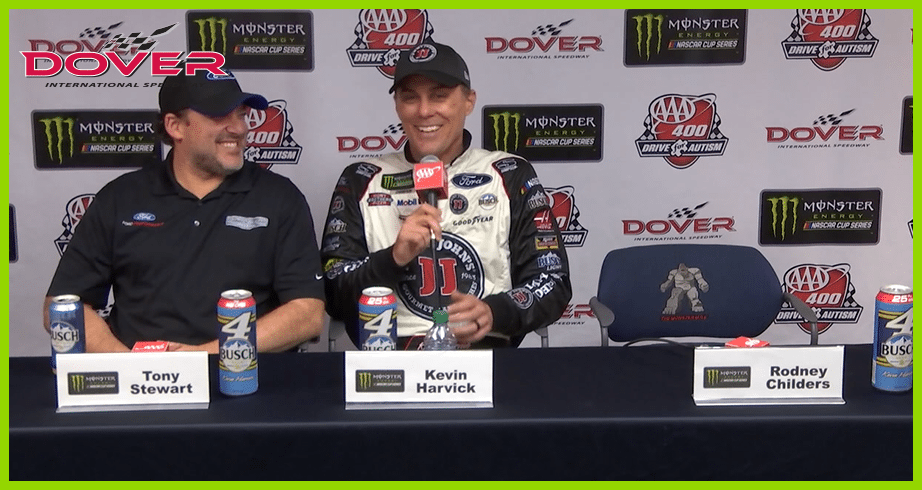 Harvick to Keelan on Dover trophy: 'Do not break the arm off this one ...