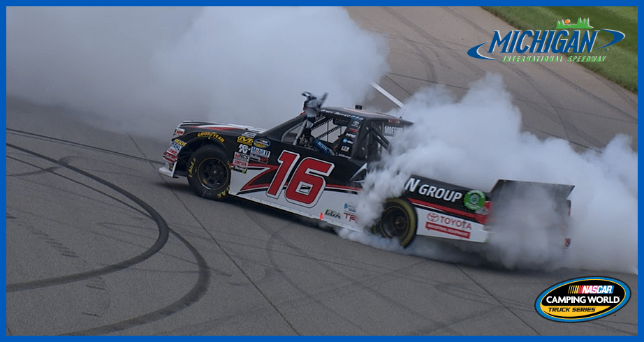 Add another sticker: Moffitt celebrates at Michigan | NASCAR.com