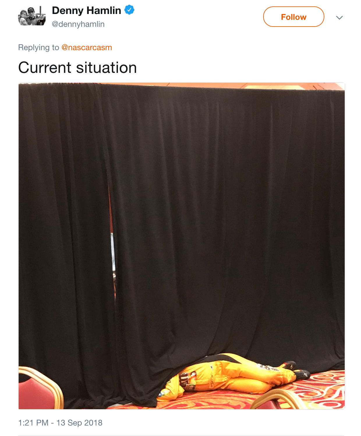 Kyle Busch can nap anywhere -- proof from Denny Hamlin | NASCAR.com