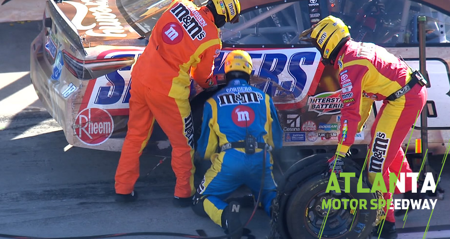 Kyle Busch scrapes wall, cuts tire at Atlanta | NASCAR.com