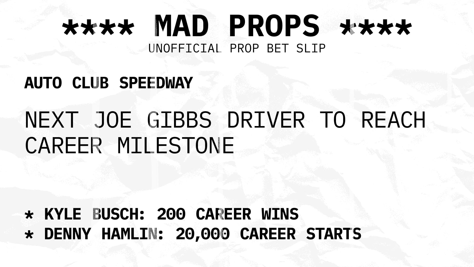 Mad Props: Fake NASCAR prop bets for Auto Club | NASCAR.com