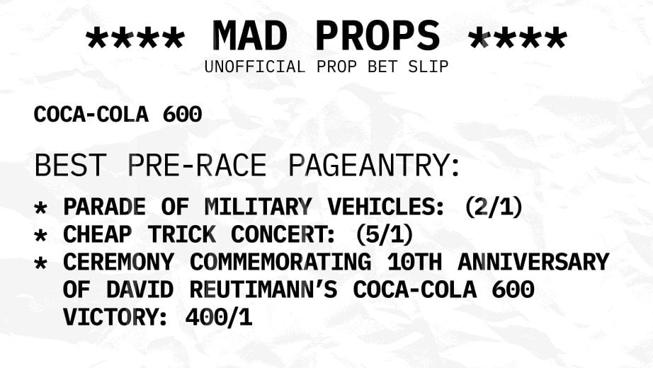 Mad Props: Fake NASCAR prop bets for Coca-Cola 600 | NASCAR.com