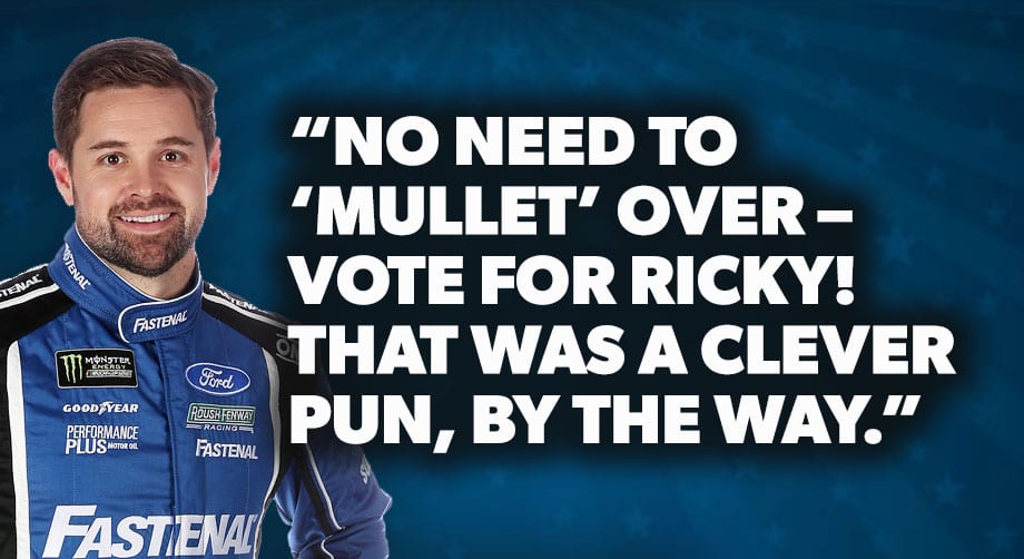 Mullet-inspired campaign slogans for Ricky Stenhouse Jr. | NASCAR.com
