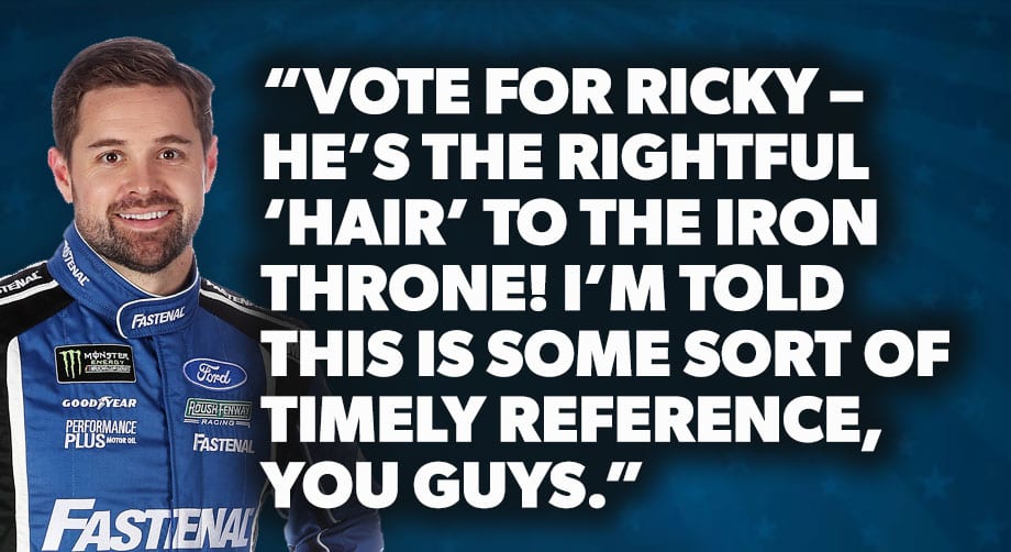 Mullet-inspired campaign slogans for Ricky Stenhouse Jr. | NASCAR.com