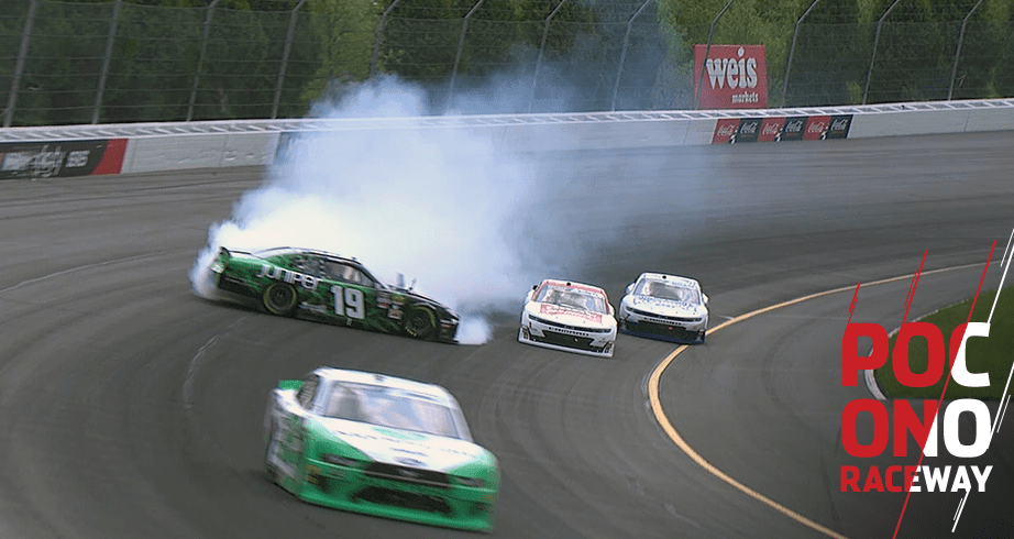 Jones goes spinning early in Stage 1, bad damage to No. 19 | NASCAR.com