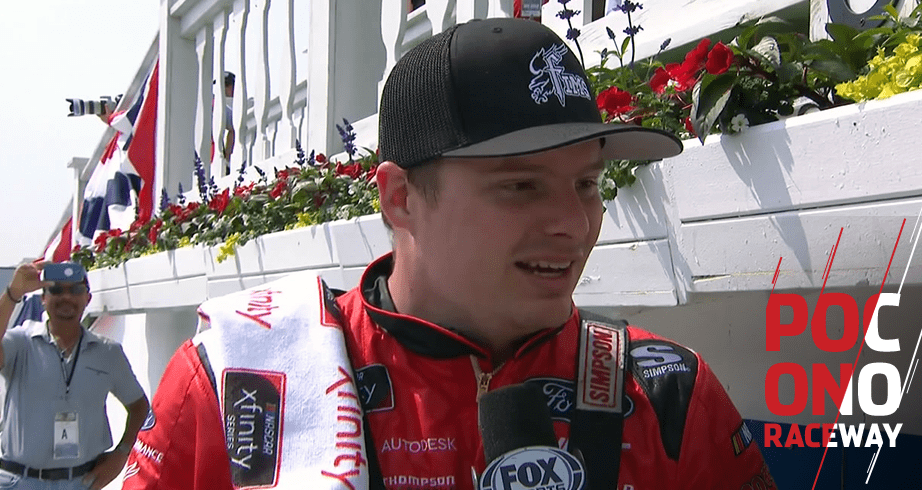 Custer talks final lap strategy in Victory Lane at Pocono - NASCAR.com