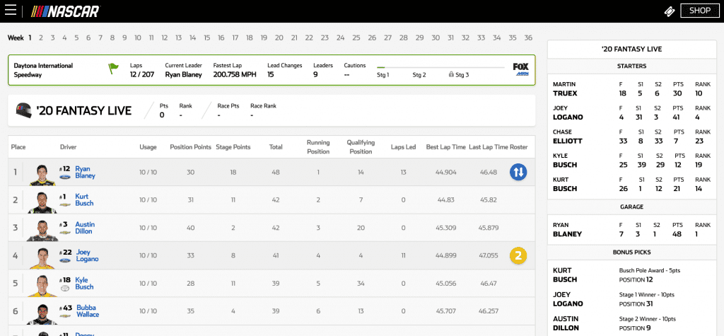 NASCAR Fantasy Live 2020 game rules | NASCAR