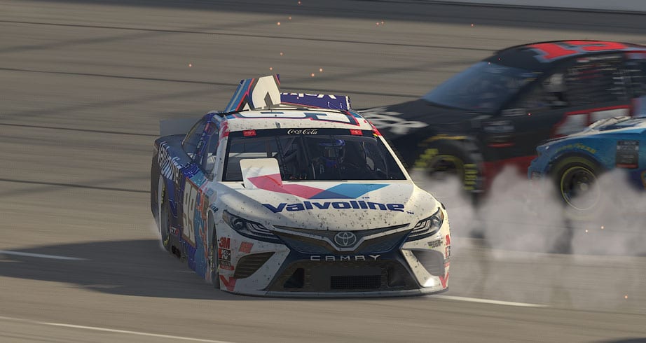 Wild wreck breaks out in eNASCAR Coca-Cola series at Auto Club Speedway