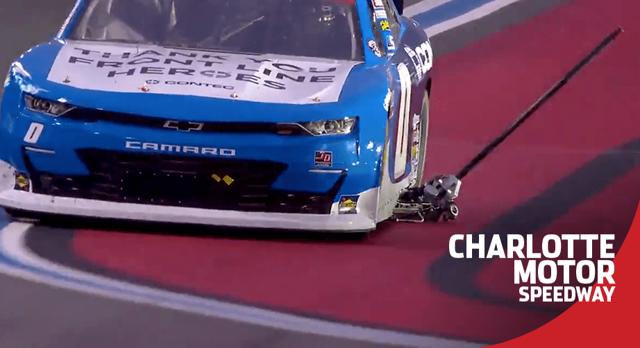 Jeffrey Earnhardt drags a jack around the race track | NASCAR