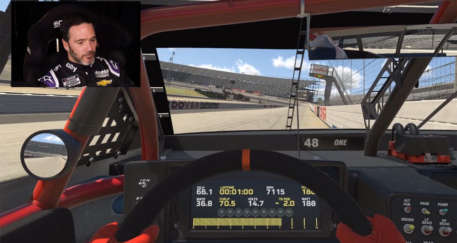 Jimmie Johnson turns iRacing laps at Dover | NASCAR