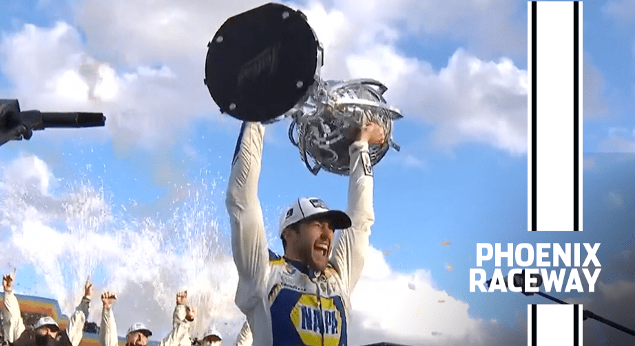 Chase Elliott accepts the Bill France Cup at Phoenix Raceway | NASCAR