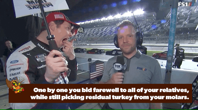 Thanksgiving dinner as illustrated with NASCAR GIFs | NASCAR