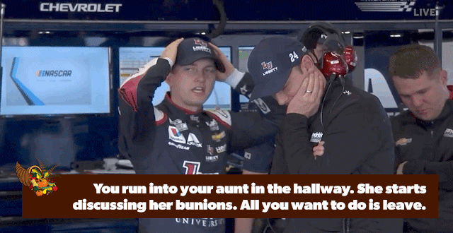 Thanksgiving dinner as illustrated with NASCAR GIFs | NASCAR