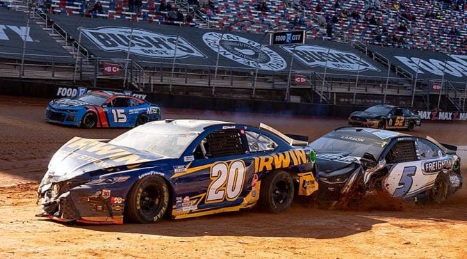 Early crash sidelines Bell, damages Larson on Bristol dirt | NASCAR