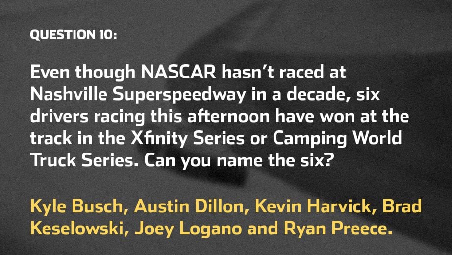 Race Day News Trivia: Nashville Superspeedway | NASCAR
