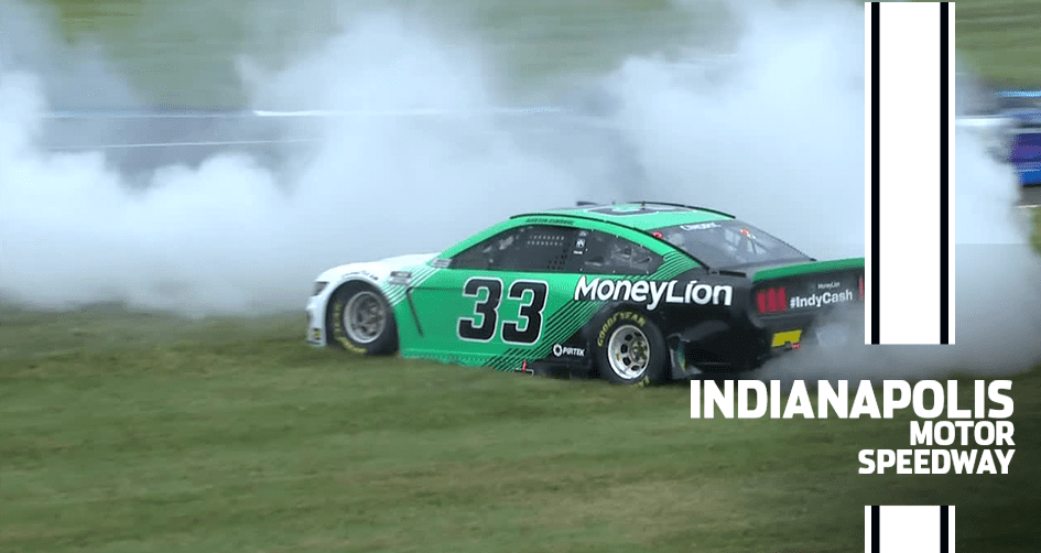 Kurt Busch and Austin Cindric make contact, Cindric spins at Indy