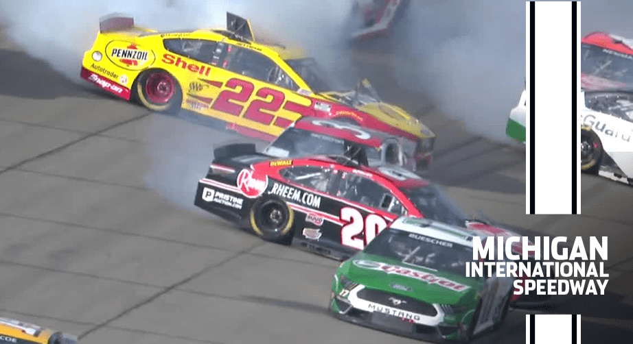 Chaos unfolds after late-race restart at Michigan | NASCAR