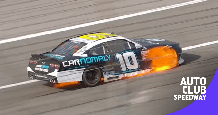 Landon Cassill's No. 10 car catches fire on Lap 7 | NASCAR