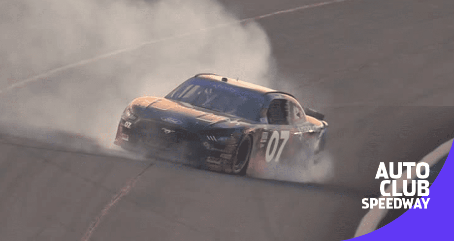 Cole Custer celebrates with victory burnout at Fontana | NASCAR