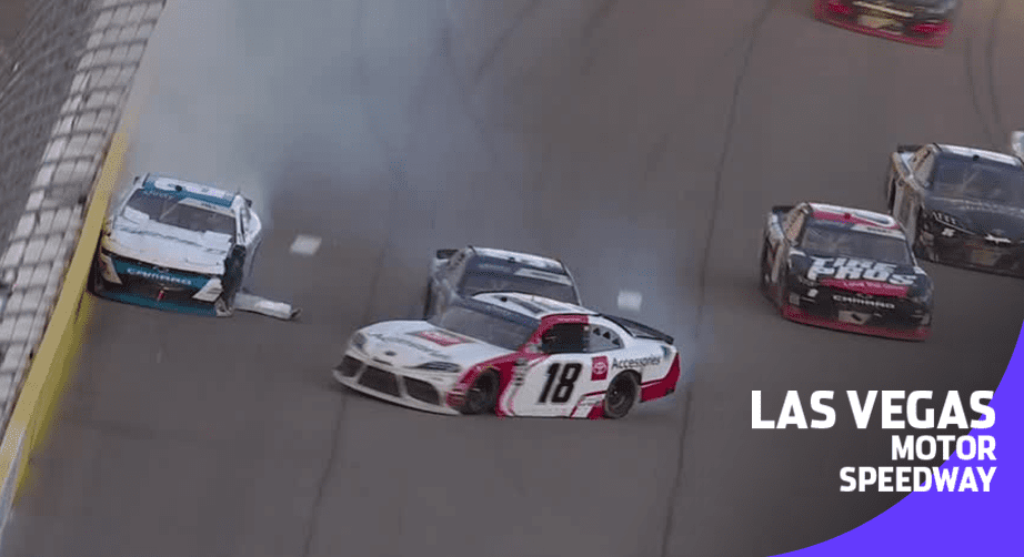 Late wreck involving Ryan Truex, Austin Hill, Riley Herbst at Las Vegas ...