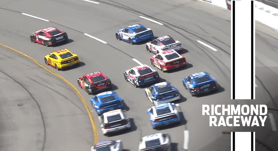 Denny Hamlin gets loose racing Ross Chastain hard on restart | NASCAR