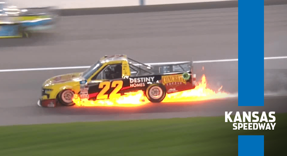 Brett Moffitt's No. 22 truck catches fire at Kansas | NASCAR
