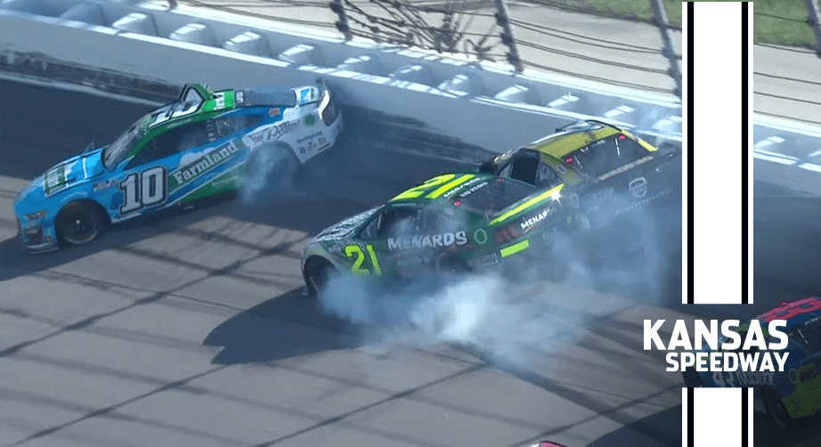 LaJoie, Almirola and Burton involved in restart crash at Kansas | NASCAR