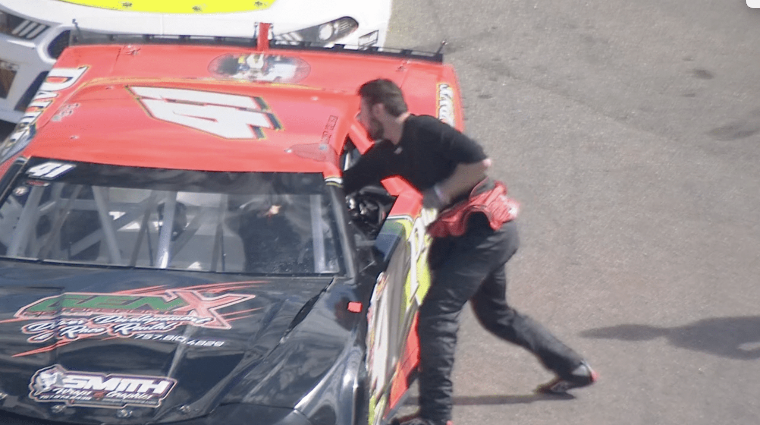 Andrew Grady throws punches at Davey Callihan | NASCAR