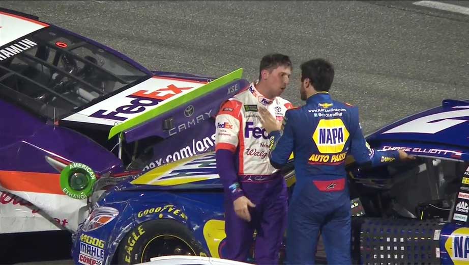 Denny Hamlin, Chase Elliott exchange words post race | NASCAR