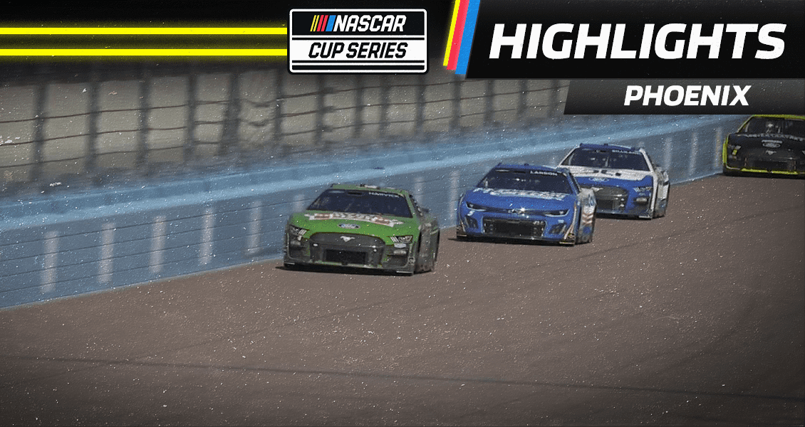 Kevin Harvick makes the pass on Kyle Larson at Phoenix - NASCAR