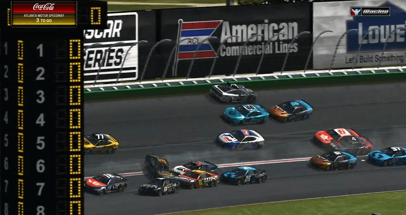 Lowe falls from P1, sends iRacing race into double OT | NASCAR