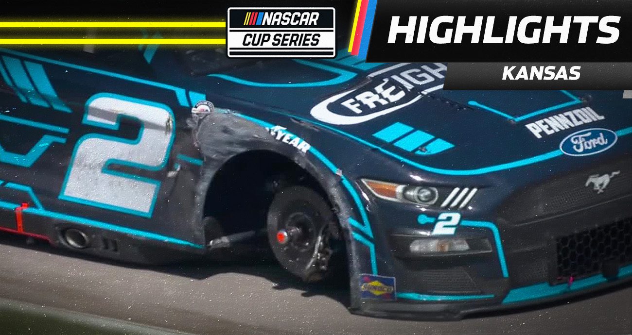 Cindric's right front tire breaks off in Turn 1 at Kansas | NASCAR
