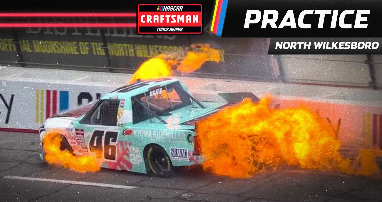 Akinori Ogata up in flames during NCTS practice - NASCAR