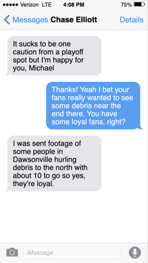 Fake texts to Indianapolis winner Michael McDowell | NASCAR