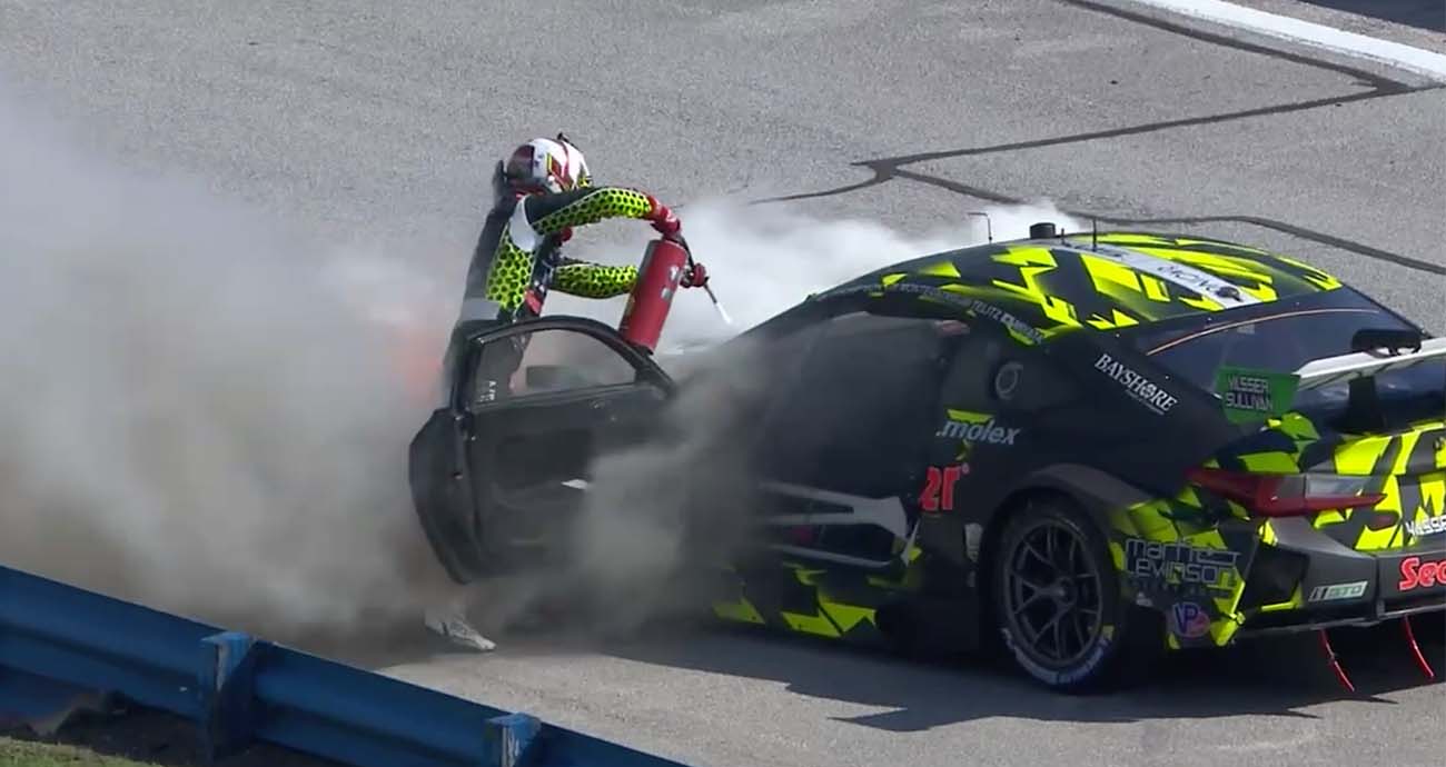 No. 12 Vasser Sullivan Lexus catches fire at Rolex 24 | NASCAR