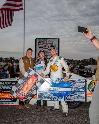 Dale Earnhardt Jr. racing in the 2024 IceBreaker at Florence Motor ...