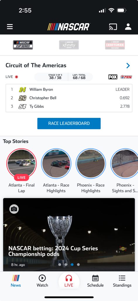 NASCAR, WSC Sports launch In-App Stories | NASCAR