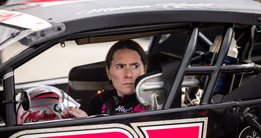 Melissa Fifield's wedding venue sponsoring her Modified at Wilkesboro