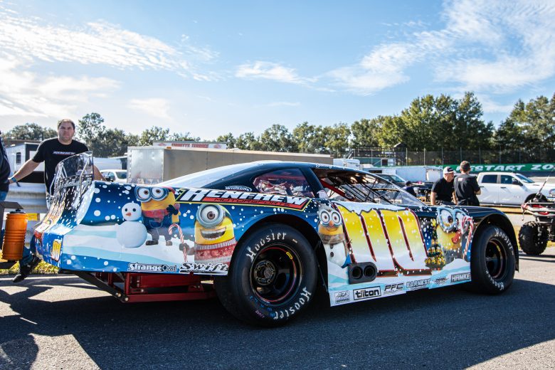 Christmas themed race cars at the Snowball Derby - Official Site Of NASCAR