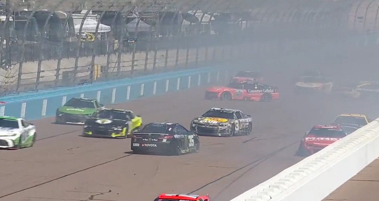 Multicar crash triggered as cars run out of room in Turn 2 - NASCAR