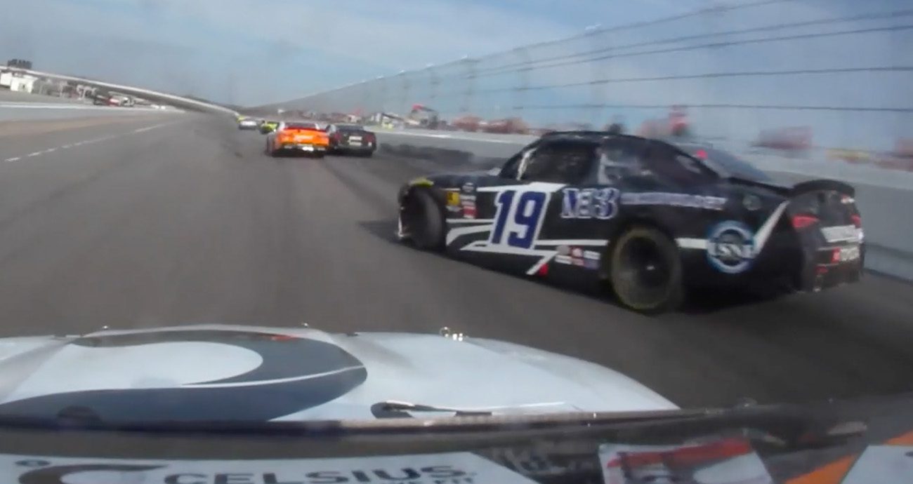 Justin Bonsignore gets loose, goes spinning off Turn 2 - NASCAR