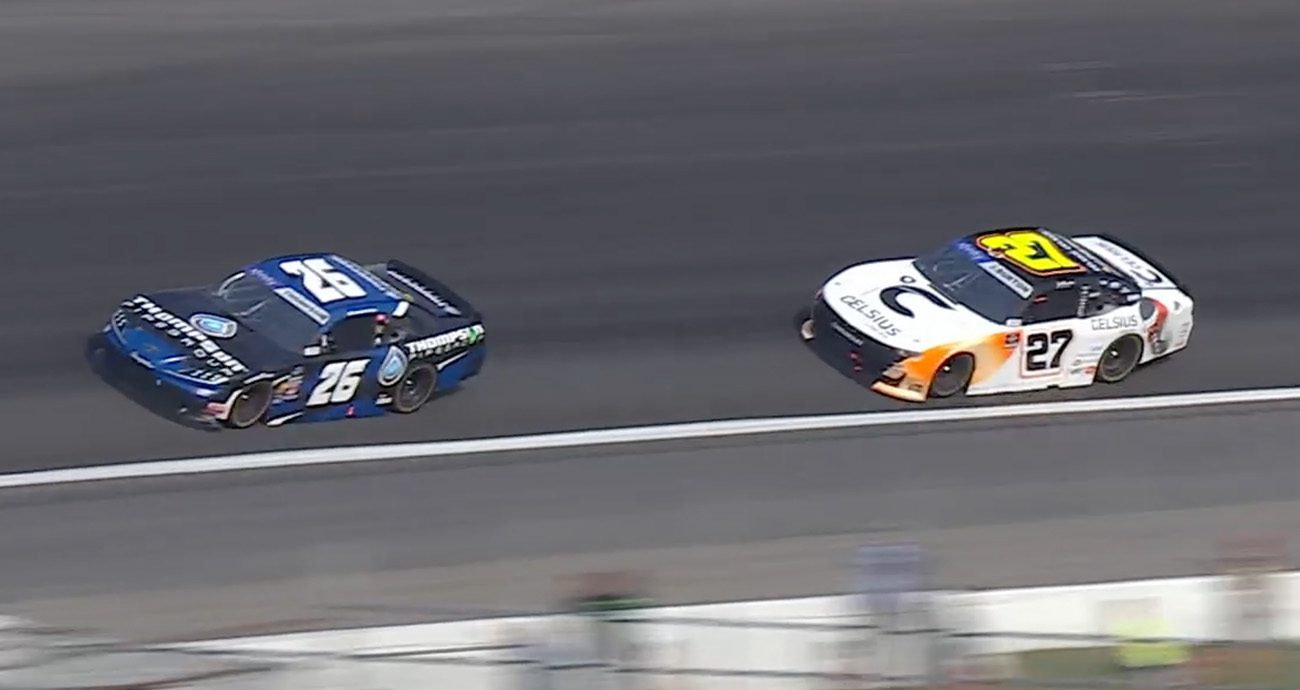 Dean Thompson captures Stage 2 after chaotic restart - NASCAR