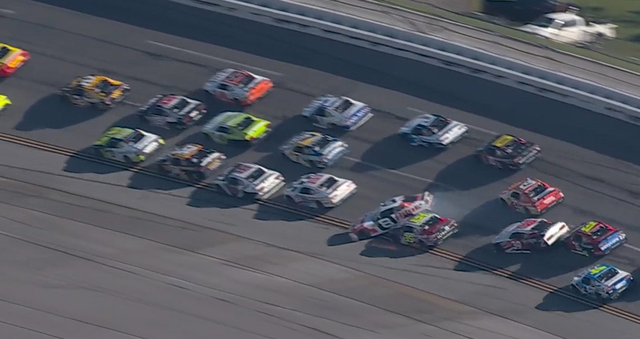 Burton and Smith tangle in late-race crash, collect several cars - NASCAR